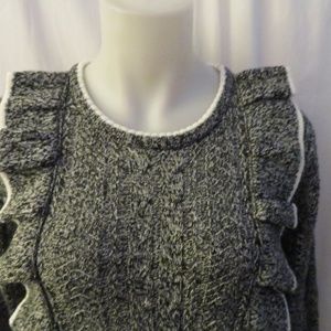 Aqua | Sweaters | Aqua Blackwhite Open Knit Ruffle Edge Sweater M ...